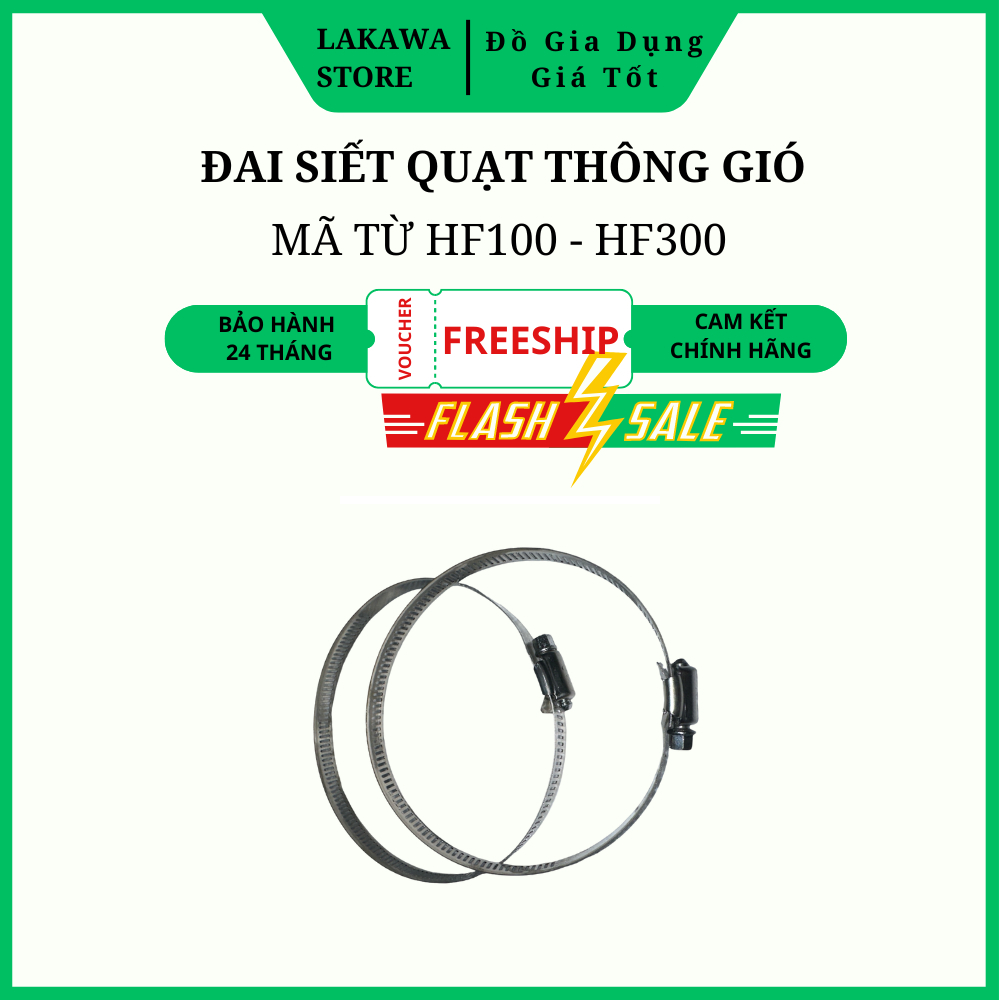 Đai siết cố định ống bạc mềm và quạt thông gió các mã từ HF100 đến ...