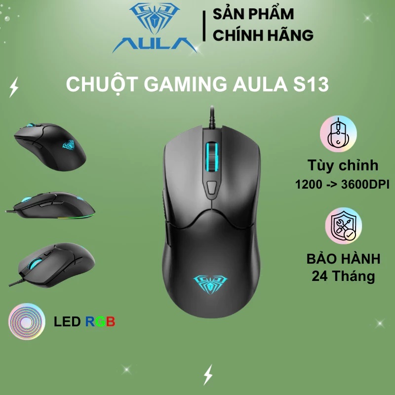 Chuột có dây Gaming AULA S13 LED RGB (1200 - 3600DPI ) - Hàng Chính ...