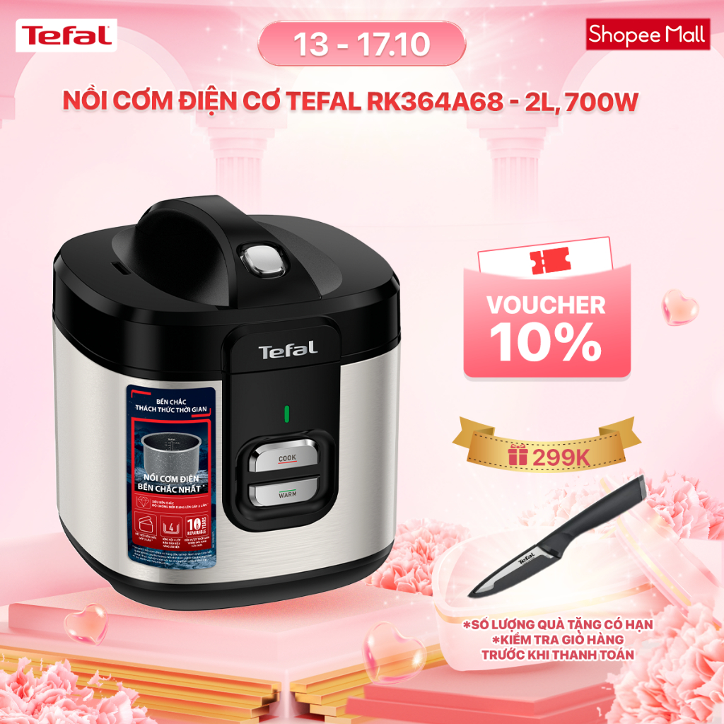 [Mã ELBSJBP07 giảm 12% đơn 500K] Nồi cơm điện cơ Tefal RK364A68 - 2L, 700W | Shopee Việt Nam