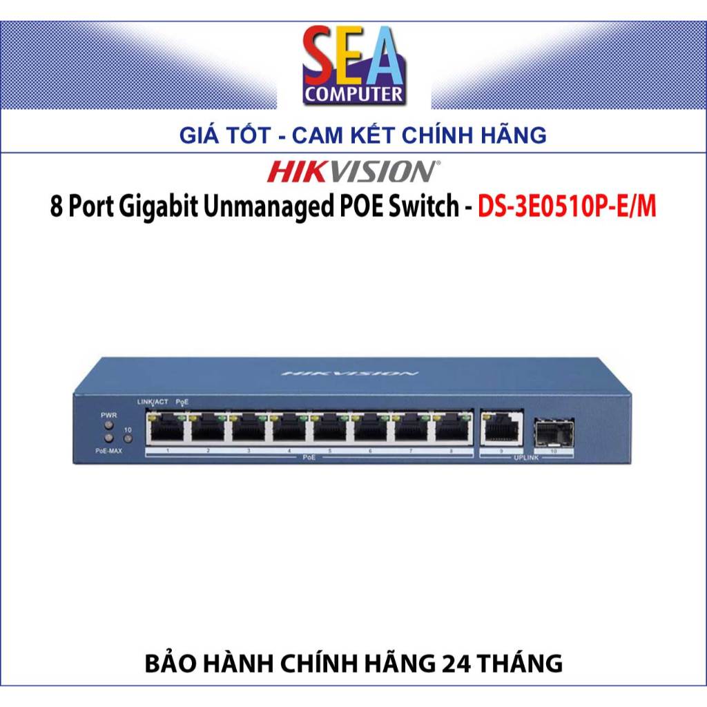 HIKVISION 8 Port Gigabit Unmanaged POE Switch - DS-3E0510P-E/M | Shopee Việt Nam