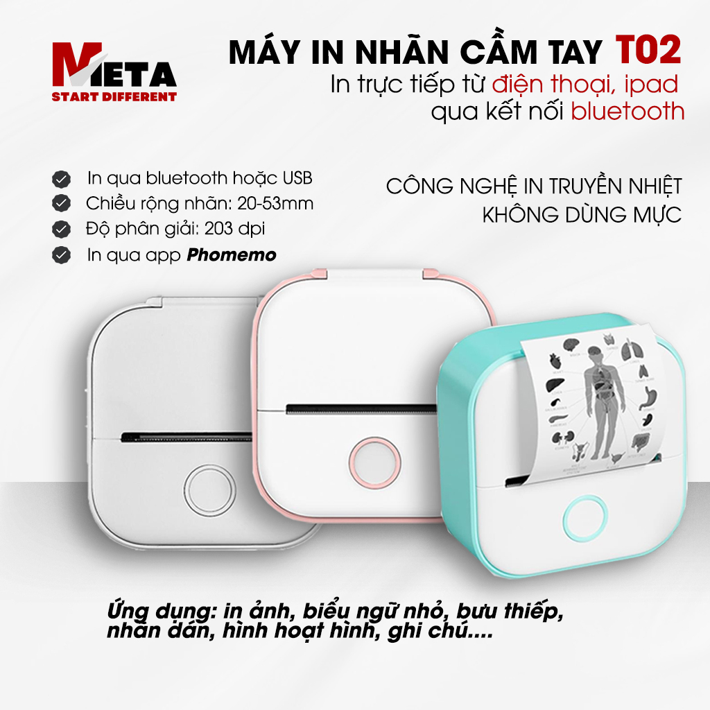 Máy In Nhiệt Aimo T02 Kết Nối Bluetooth Cho Điện Thoại Android IOS, In ...