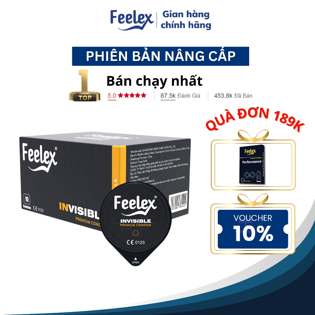 Bao cao su Feelex siêu mỏng, kéo dài thời gian, gân gai, nhiều gel bôi ...