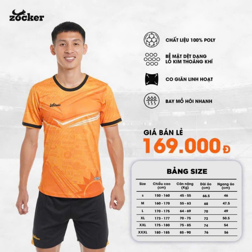 Quần áo đá bóng Zocker, đồ đá banh thoáng mát thấm hút mồ hôi tốt ...
