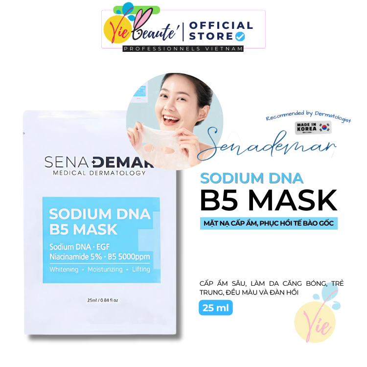 Mặt nạ lụa Senademar sodium DNA B5 mask giúp cấp ẩm dưỡng trắng phục hồi Hàn Quốc 25ml | Shopee ...