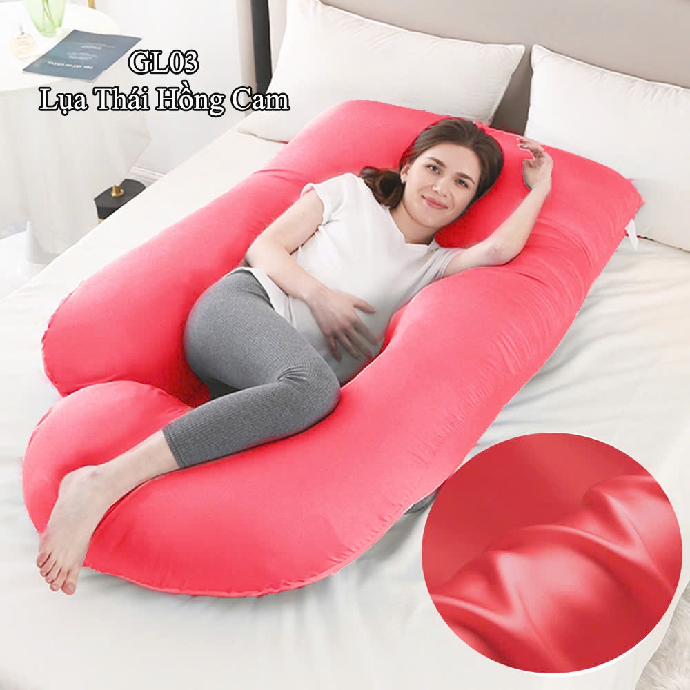Gối bầu chữ G chính hãng Zcare vải Lụa thái mềm mát sang trọng (1.65*0.82*0.22m) - GL03 màu hồng ...