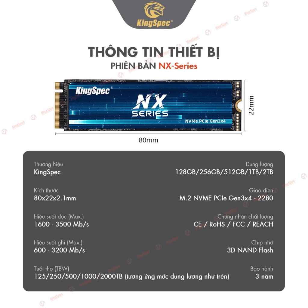Ổ cứng SSD KingSpec M2 NVMe 128GB / 256GB / 512GB / 1TB / 2TB [ NX-Series ] - Hàng Chính Hãng ...