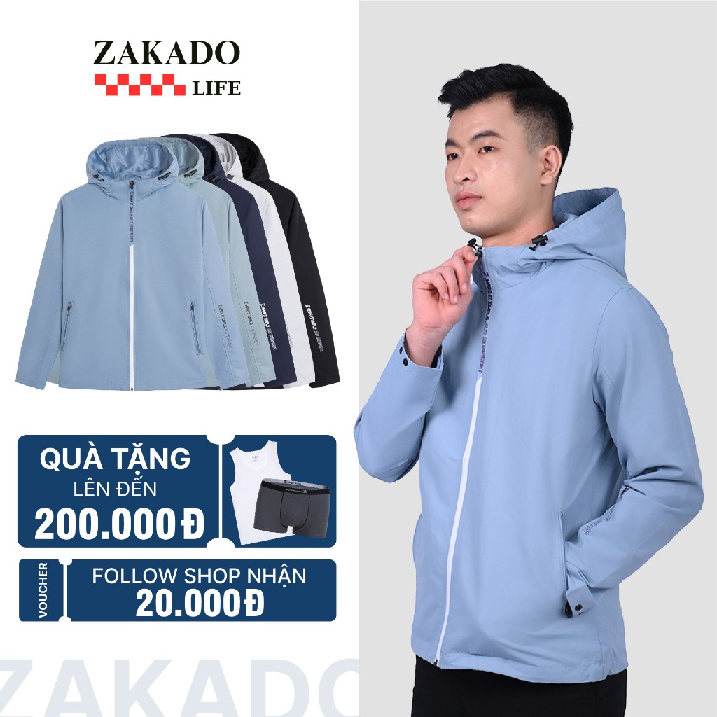 Áo Khoác Gió Nam ZAKADO, Chất Gió Cao Cấp, Chống thấm nước, Cản gió ...