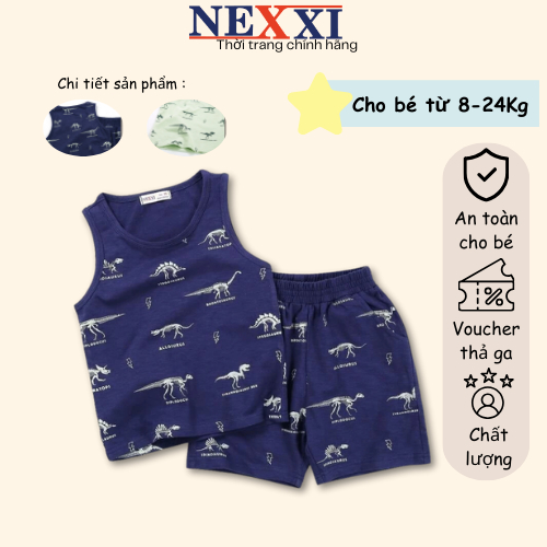 Bộ Thun Sát Nách Bé Trai In Hoạ Tiết Khủng Long Nexxi | Shopee Việt Nam