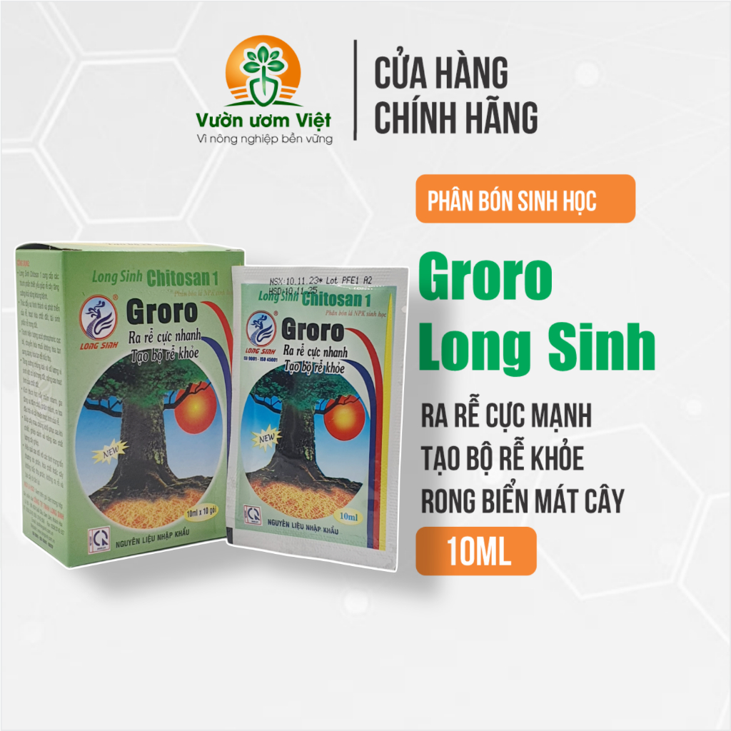 [Hộp 10 gói] Phân bón Groro siêu kích rễ, dạng gói nhỏ tiện dụng, dùng ...