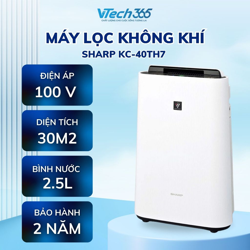 Máy Lọc Không Khí Sharp KC-40TH7 Bù Ẩm Tích Hợp 3 Màng Lọc Cảm Biến Bụi Mịn PM 2.5 Bình Nước 2 ...