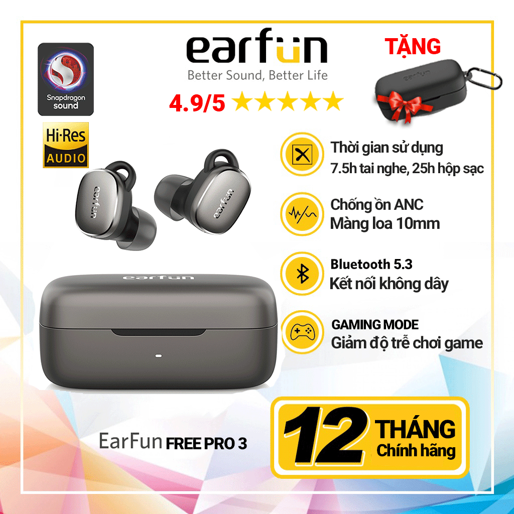 Tai nghe Bluetooth True Wireless EarFun Free Pro 3 Bluetooth 5.3 chống ...