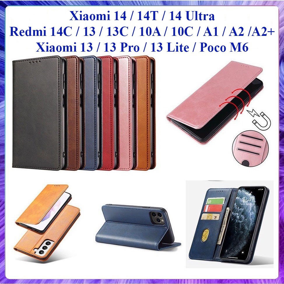 Bao da dạng ví Xiaomi 14, 14T, 14 Ultra, 13, 13 Pro, 13 Lite, 13 Pro ...
