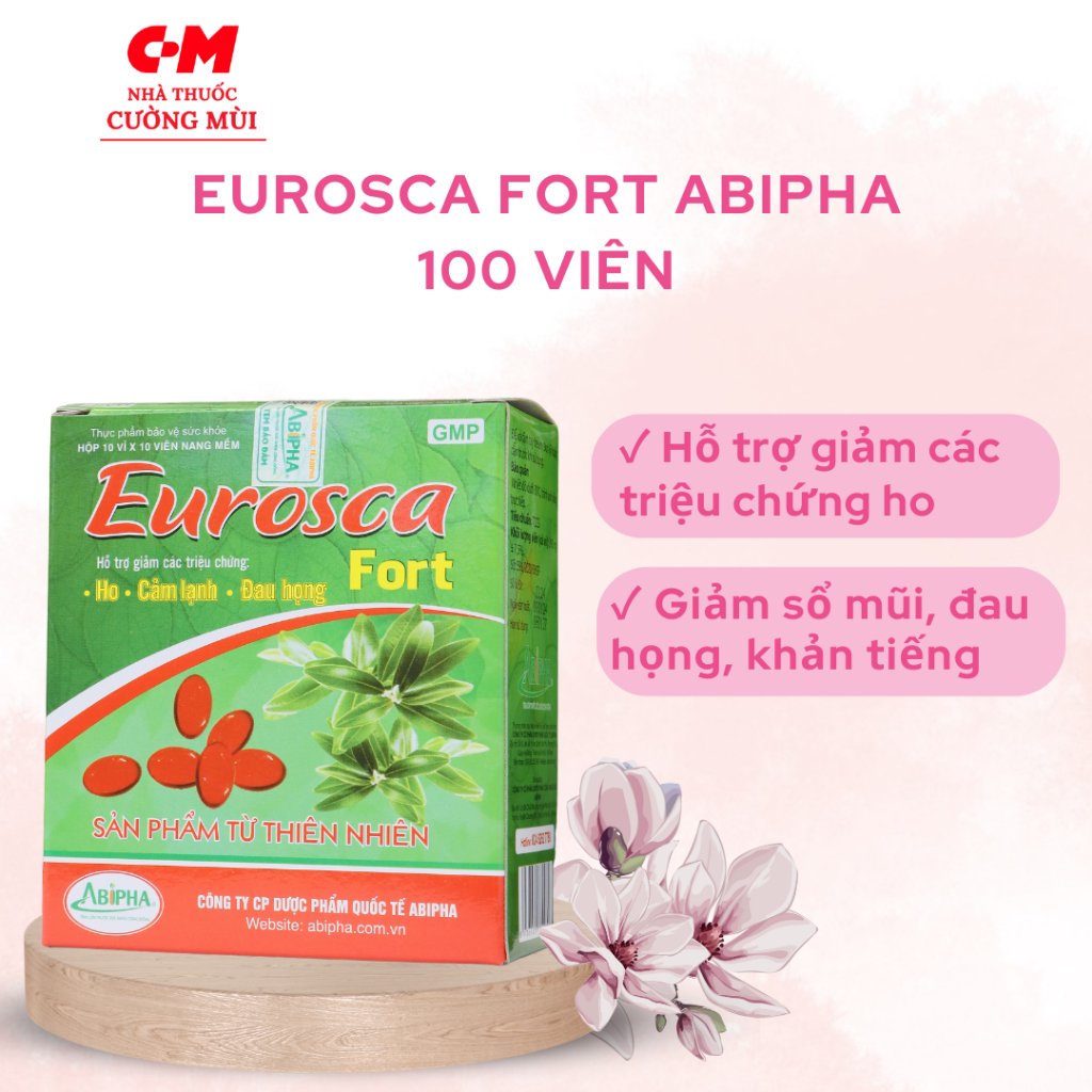 Viên Eurosca Fort Abipha (100 viên) cho Người bị ho, cảm lạnh, sổ mũi ...