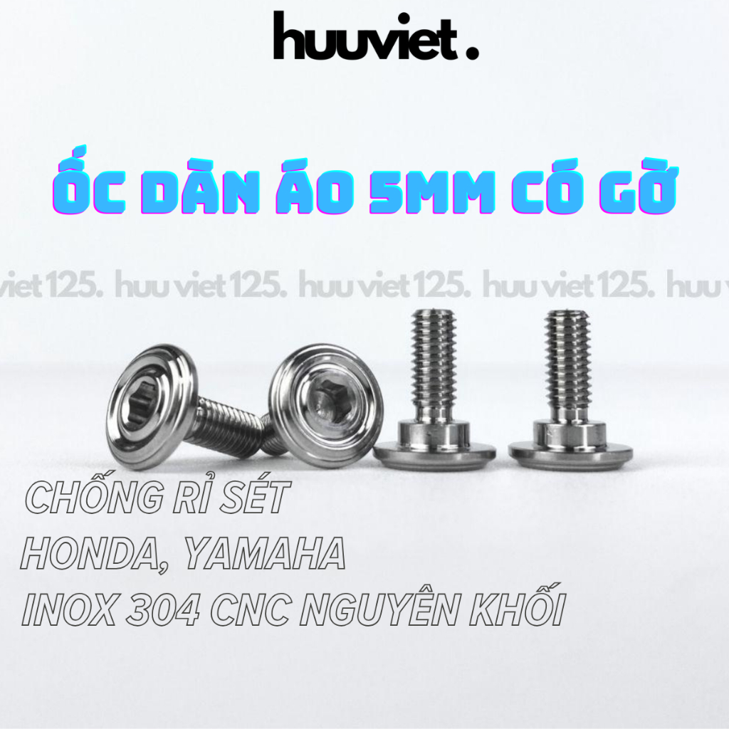 Ốc Inox 304 5mm(li) có gờ định vị, ốc dàn áo, ốc dàn nhựa, Inox 304 CNC ...