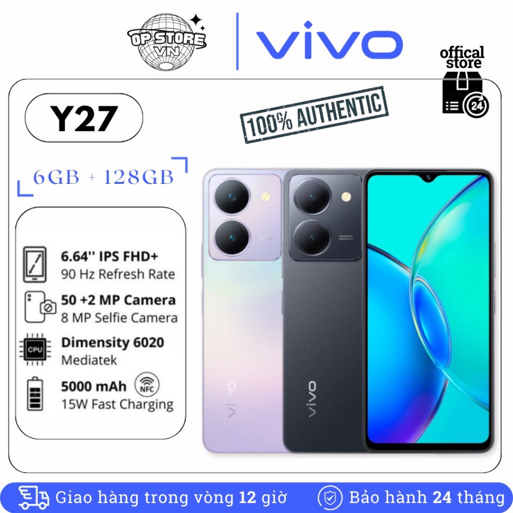 [ Chính Hãng ] Vivo Y27 5G Điện thoại (6GB/128GB) Camera Chính 50MP NFC ...