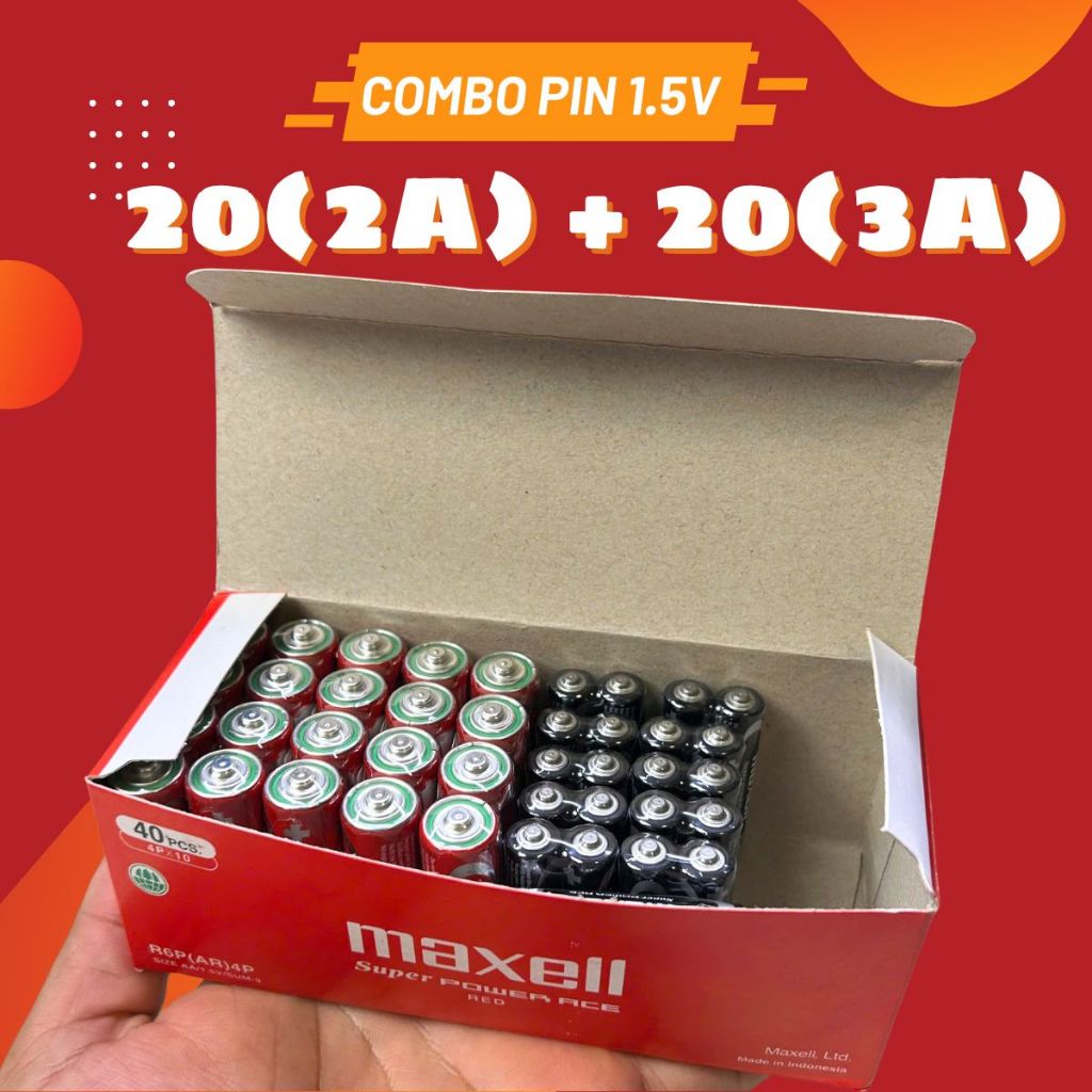 Pin AA và AAA maxell 1.5V sử dụng bền bỉ hộp lớn 40 viên | Shopee Việt Nam