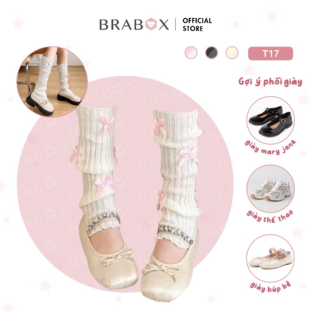 Tất ống đính nơ nhỏ nhiều màu coquette BRABOX T17 | Shopee Việt Nam