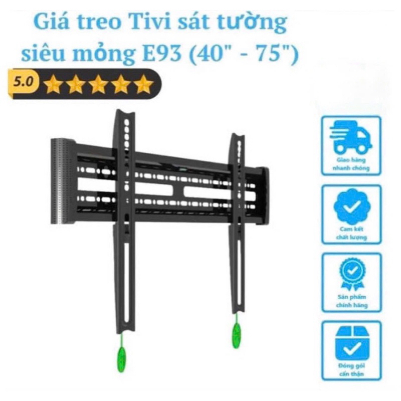 Giá treo tivi phẳng tường siêu mỏng - Khung treo Tivi Sát tường chỉ 2.9 cm ErgoTek E93 40 - 75 ...