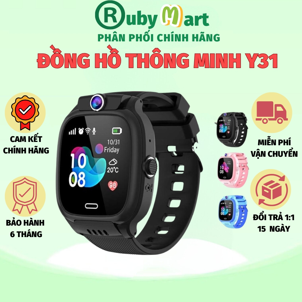 Đồng hồ thông minh trẻ em Y31 - Có lắp sim nghe gọi video hình ảnh, Hỗ trợ tiếng Việt, Kháng ...