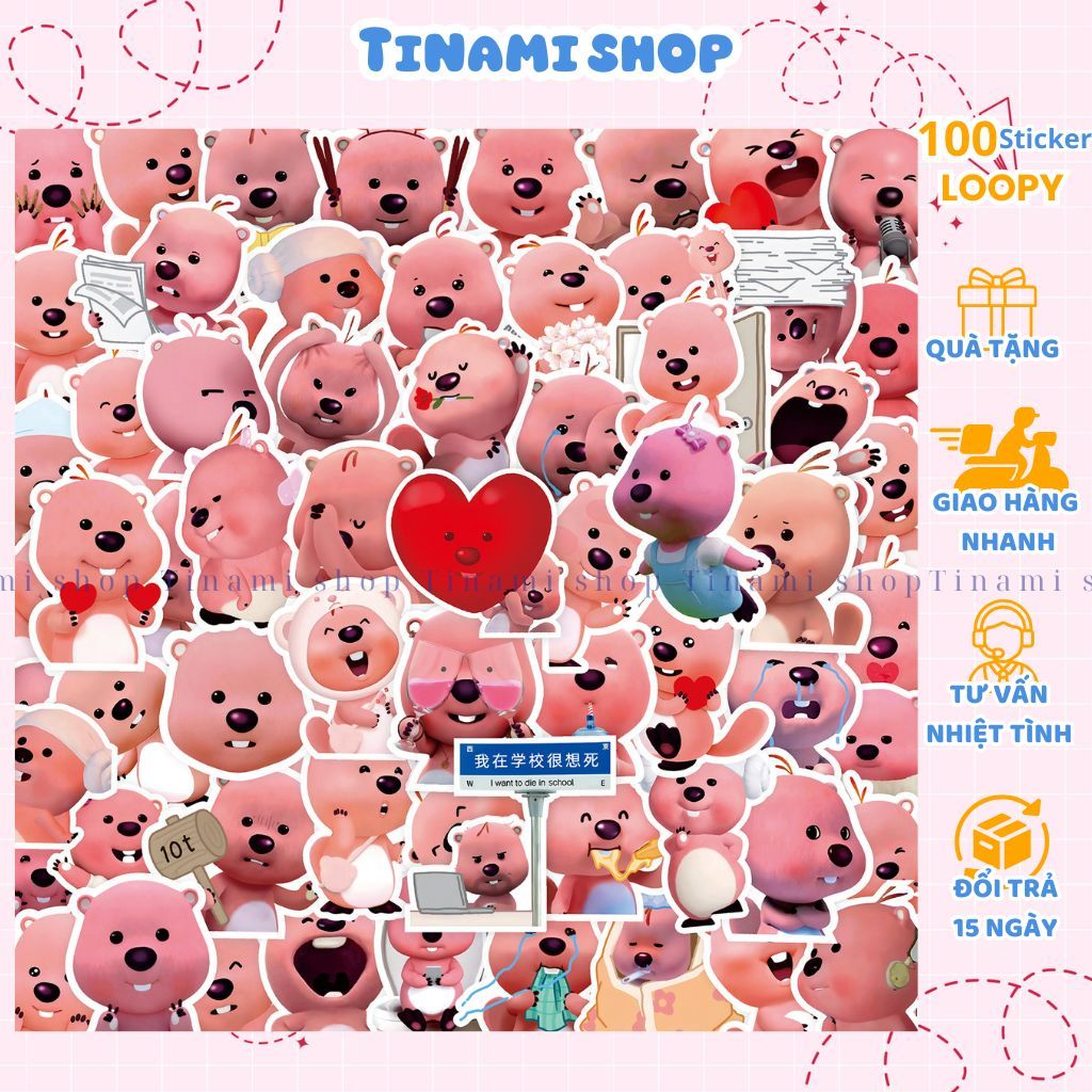100 sticker Loopy hồng cắt sẵn không trùng nhau kích thước 3-5cm trang ...