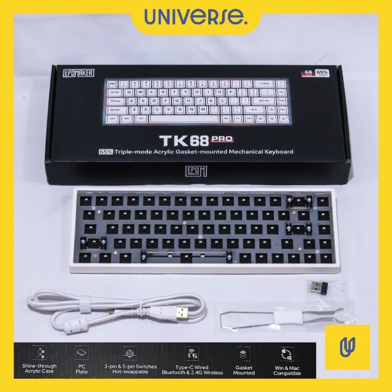 Kit bàn phím TK68 Pro - Epomaker Everglide - kit tk68 pro - 3 chế độ kết nối, led rgb, hotswap 5 ...