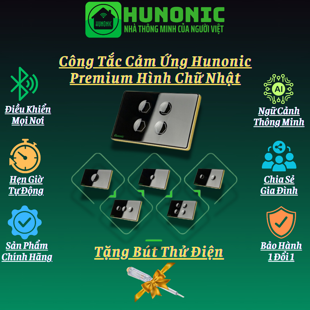 Công Tắc Cảm Ứng Thông Minh Kết Nối Wifi Và Bluetooth Hunonic Premium ...