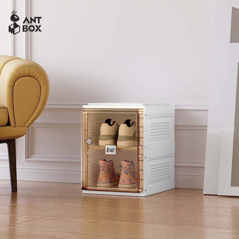 ANTBOX 1 Hàng 2 Đôi hộp giày siêu bền không cần lắp đặt có thể gập lại đựng giày nhìn thấy và ...