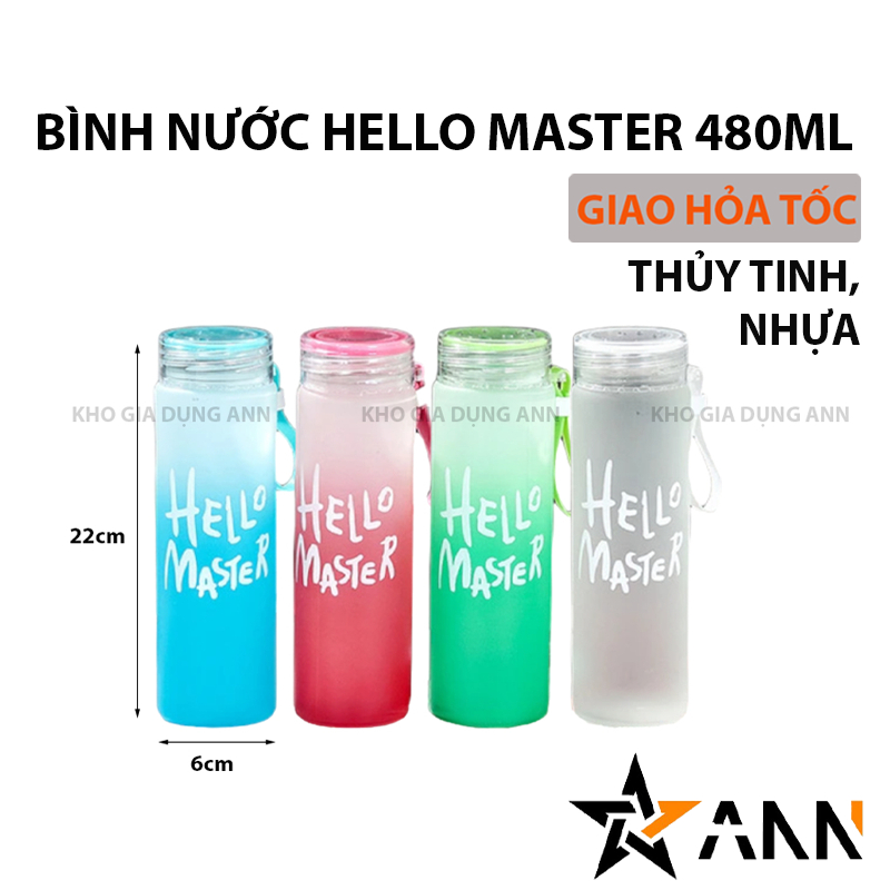 Bình Thuỷ Tinh Đựng Nước Hello Master 400ml - Bình Thuỷ Tinh Nắp Nhựa Có Dây Đeo Cầm Tay ...