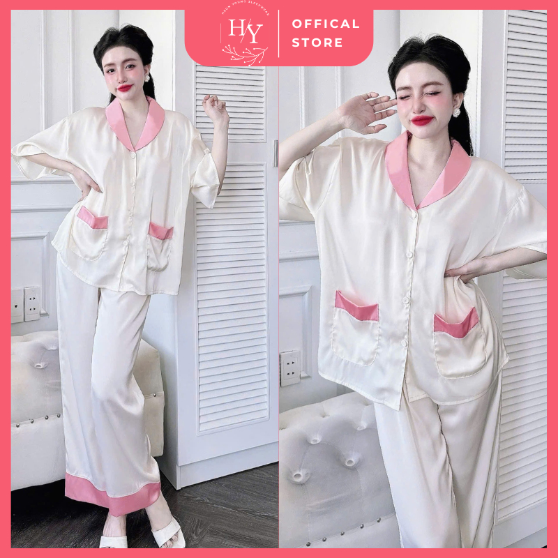Đồ Ngủ Pijama Lụa HEUN YOUNG Bộ Đồ Pijama Cổ Sam Tay Lửng Quần Dài Lụa ...