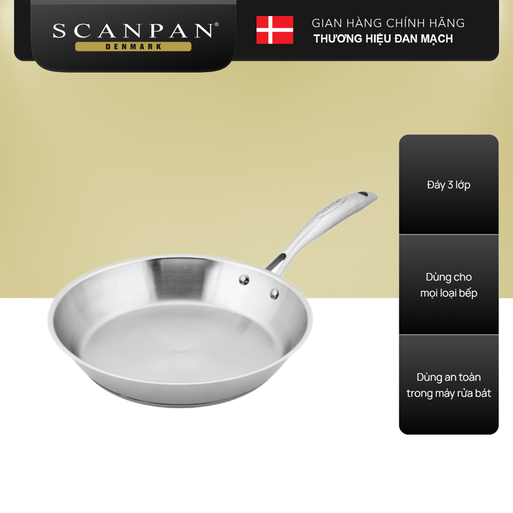 Chảo inox đáy từ Scanpan STS 75002803 đường kính 28cm, thiết kế đáy từ ...