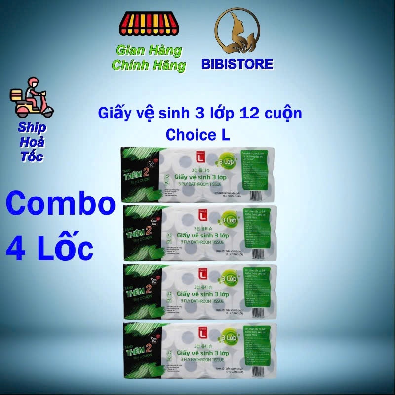 [Combo 4 Lốc] Lốc 12 Cuộn Cực Đã - Giấy Vệ Sinh Lotte Choice L 3 Lớp ...