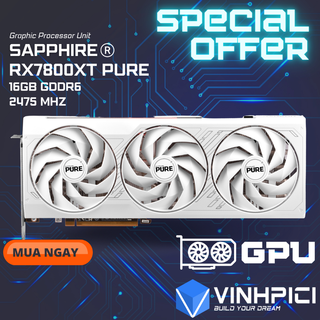 Card màn hình SAPPHIRE RX 7800XT PURE [NEW] | Shopee Việt Nam
