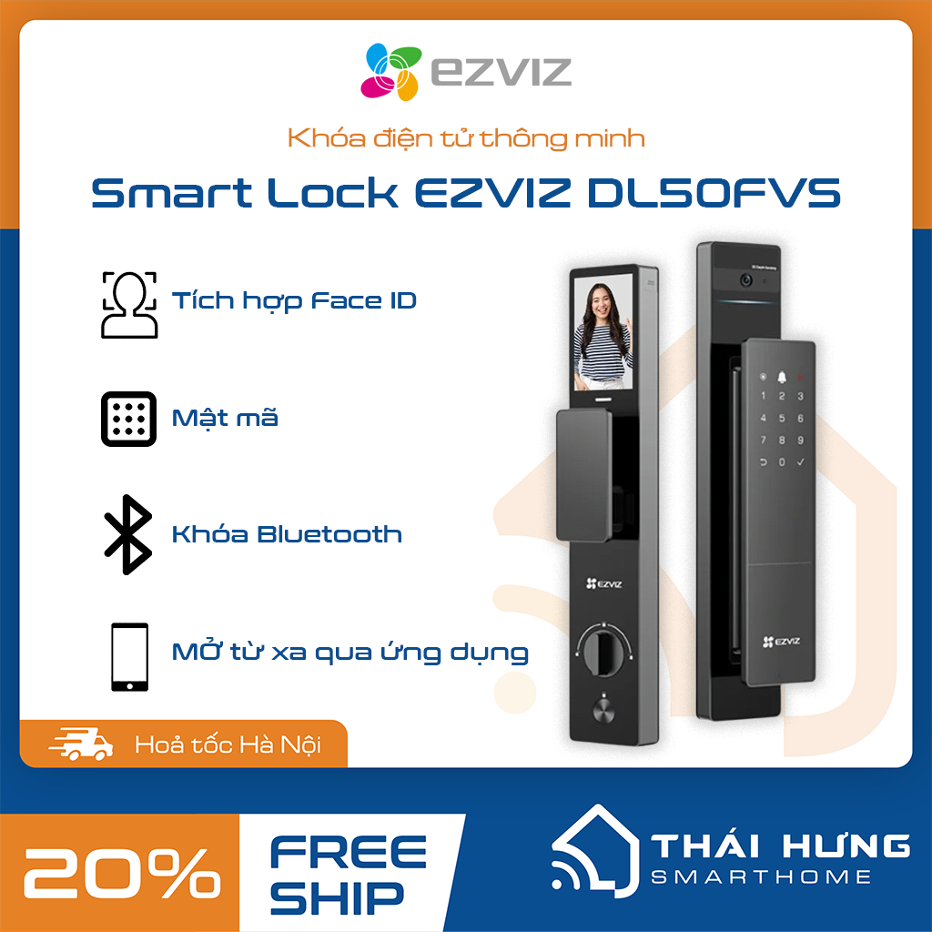 Khóa cửa thông minh nhận diện khuôn mặt Ezviz DL50FVS, tích hợp gọi ...
