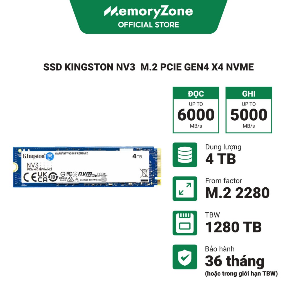 Ổ cứng SSD Kingston NV3 500GB - 1TB - 2TB - 4TB M.2 PCIe Gen4 x4 NVMe | Shopee Việt Nam