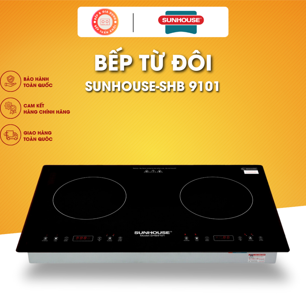 BẾP ĐÔI ĐIỆN TỪ SUNHOUSE SHB 9101, inverter tiết kiệm điện, nhiều tính ...