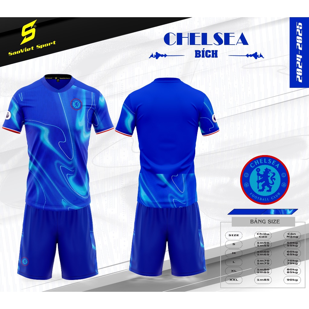 A007 - ÁO BÓNG ĐÁ CLB CHELSEA XANH LOANG 2025 - BỘ QUẦN ÁO ĐÁ BÓNG ...