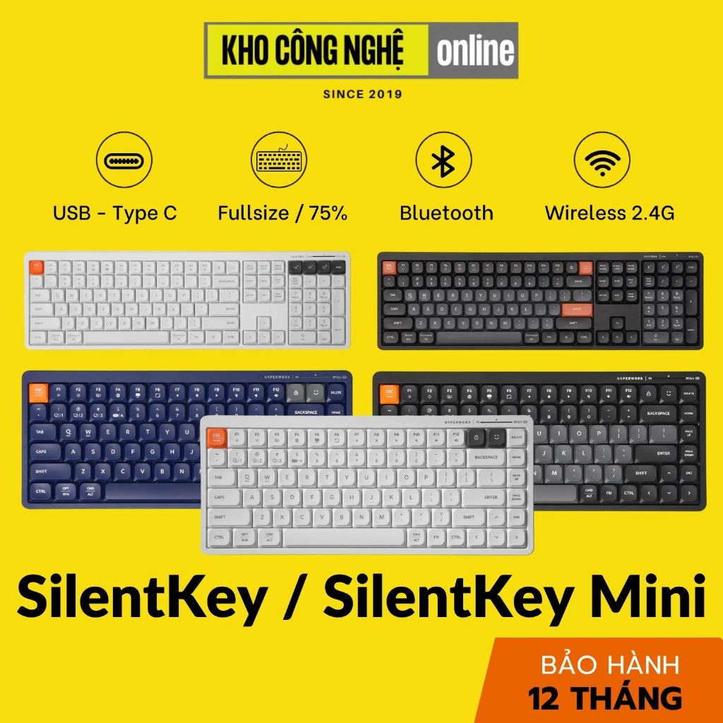 Bàn phím không dây HyperWork SilentKey / SilentKey Mini TS01M (Hàng ...