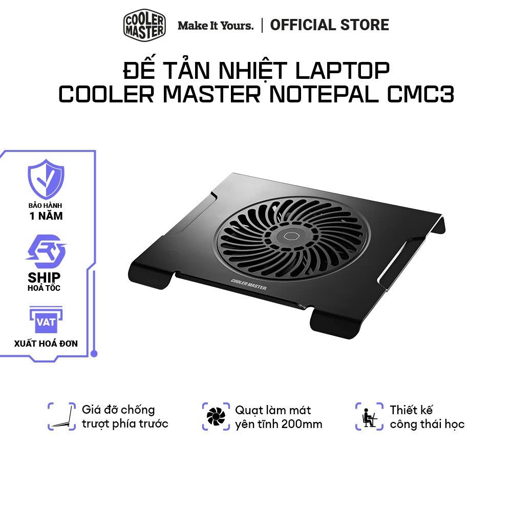 Đế Tản Nhiệt Laptop Cooler Master NOTEPAL CMC3, Quạt 200mm Làm Mát ...