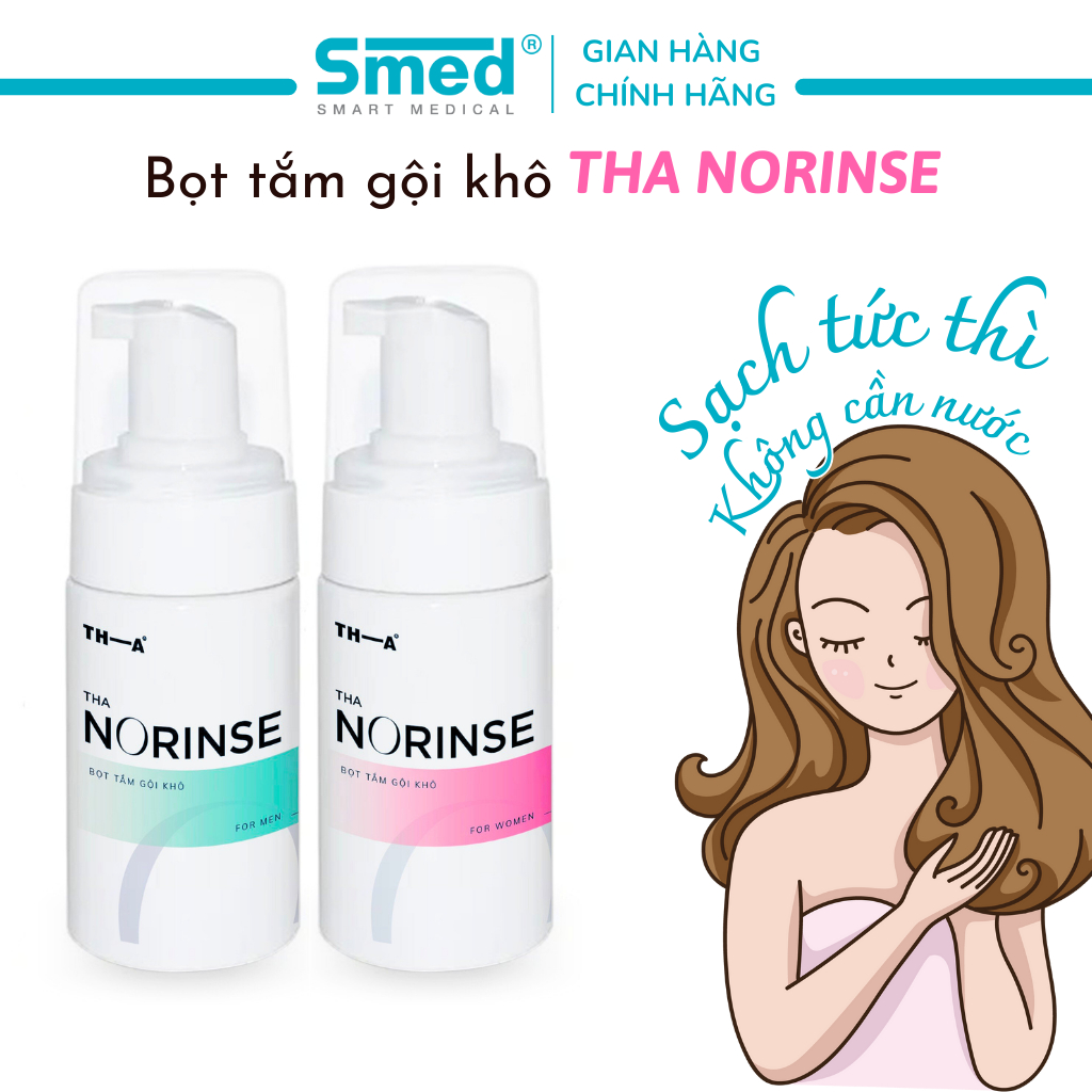 Bọt tắm gội khô THA NORINSE, vệ sinh cơ thể 2 in 1, khử mùi, tiện dụng ...