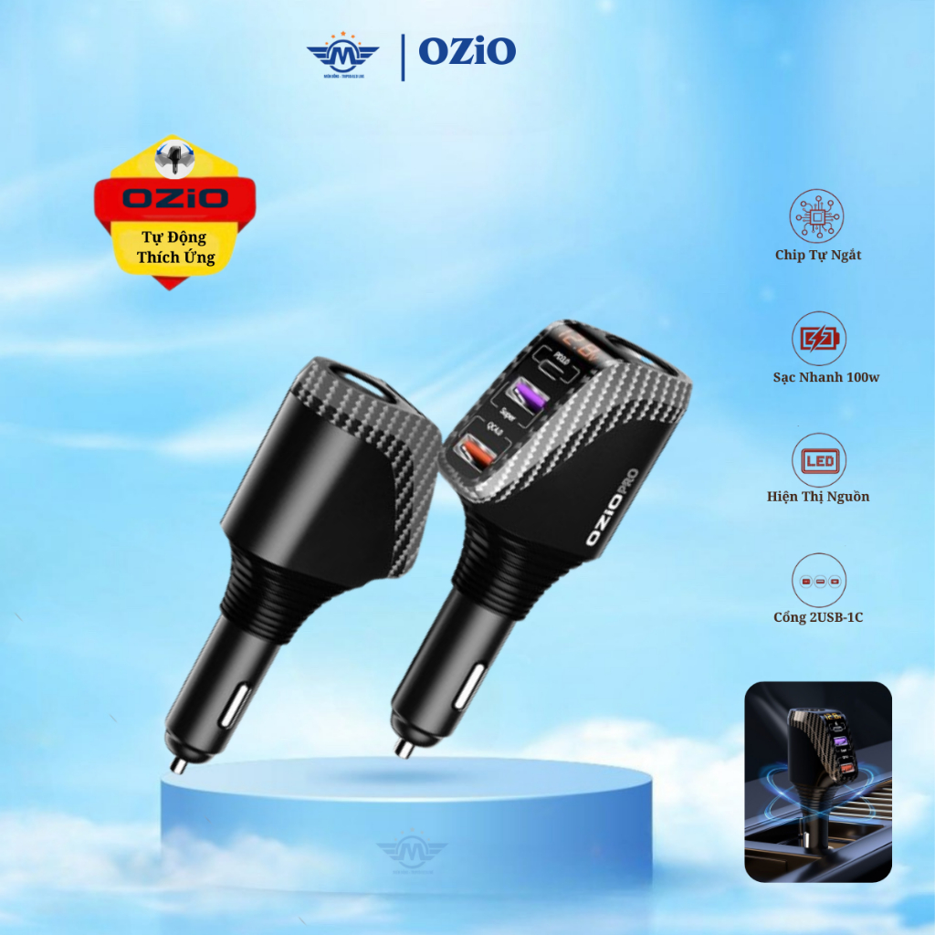 Tẩu Sạc Nhanh Ozio Pro 3 Cổng USB PD20W 12-24V Thông Minh 100W Cho Xe Hơi Miendong & Luxury ...