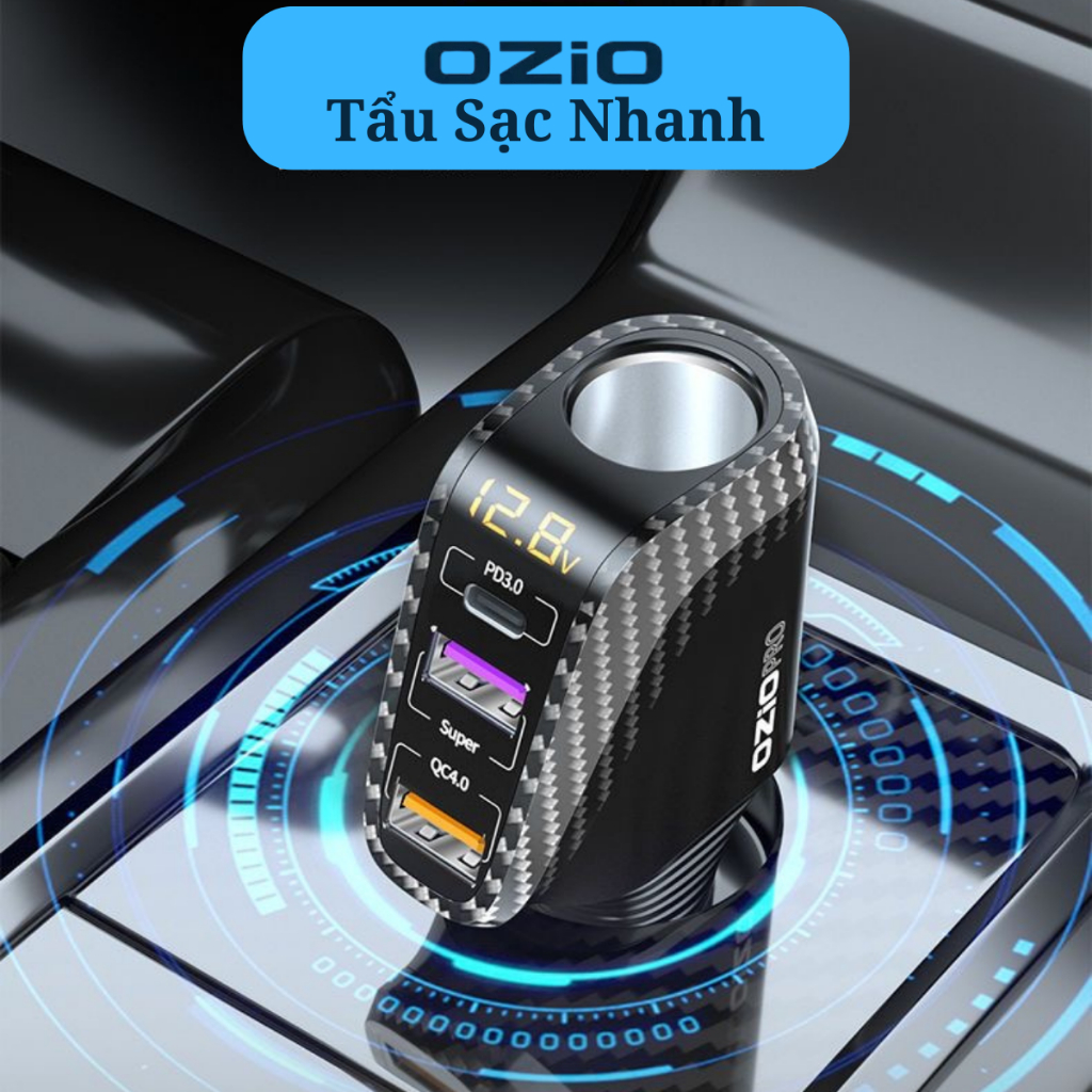 Tẩu Sạc Nhanh Ô Tô Ozio Pro 3 Cổng 12-24V Thông Minh 100W Cho Xe Hơi Phương Đông Auto | Shopee ...