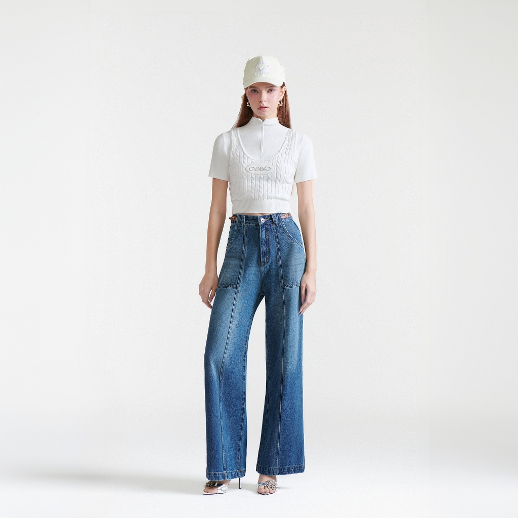 DEAR JOSÉ - Quần Jeans dài suông loe xanh dương đậm Anastasia | Shopee ...