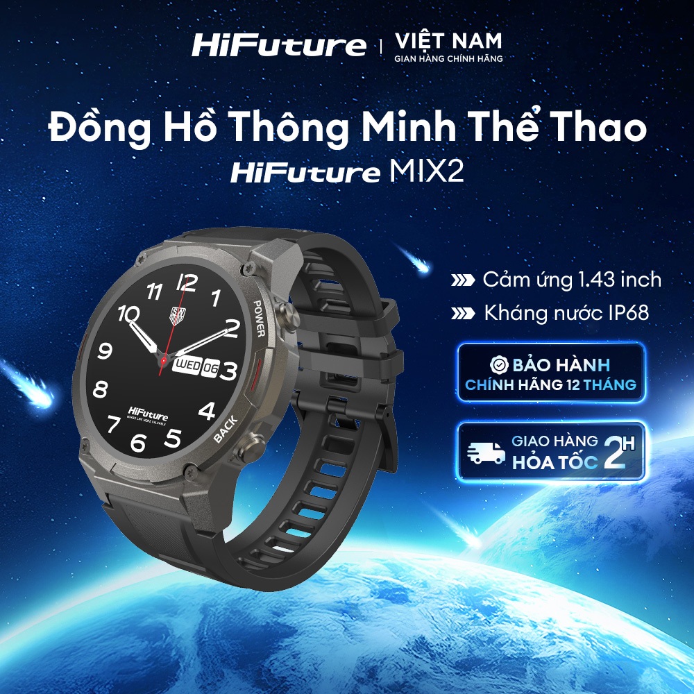 Đồng hồ thông minh thể thao Hifuture MIX2 IP68 | Cảm ứng 1.43 inch Amoled | Bluetooth 5.3 | Hàng ...