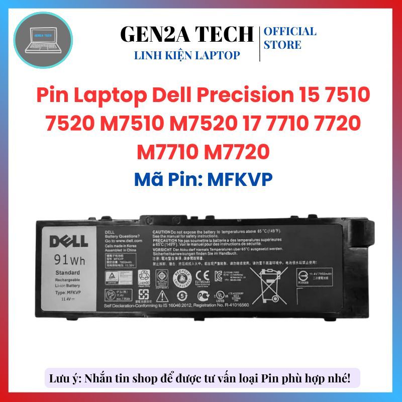 Pin Laptop Dell Precision 15 7510 7520 17 7710 7720 M7510 M7710 MFKVP ...