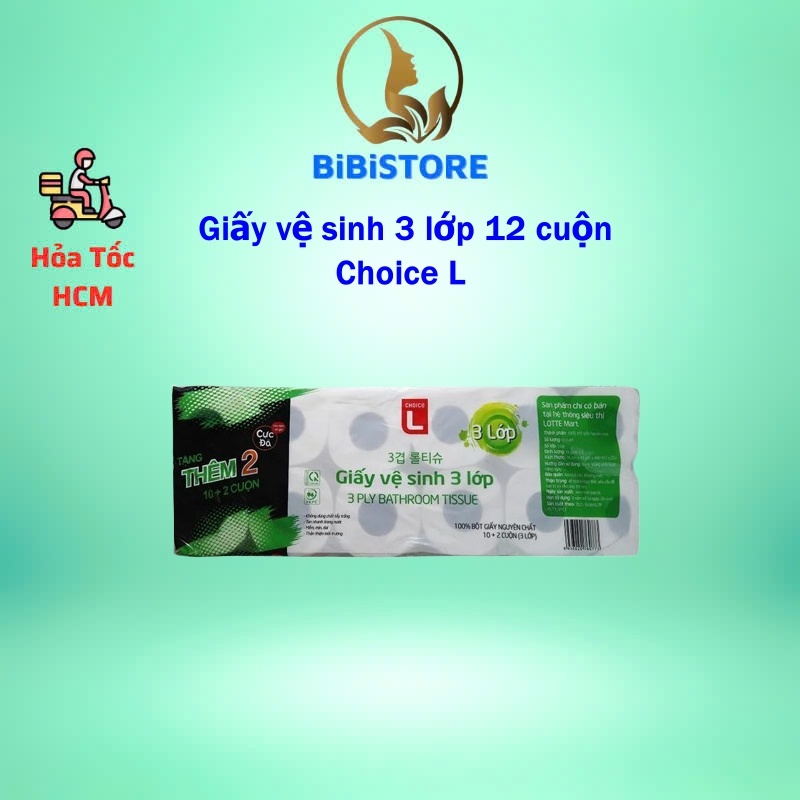 (Hoả Tốc HCM, Lotte) Lốc 12 Cuộn Cực Đã - Giấy Vệ Sinh 3 Lớp Choice L ...