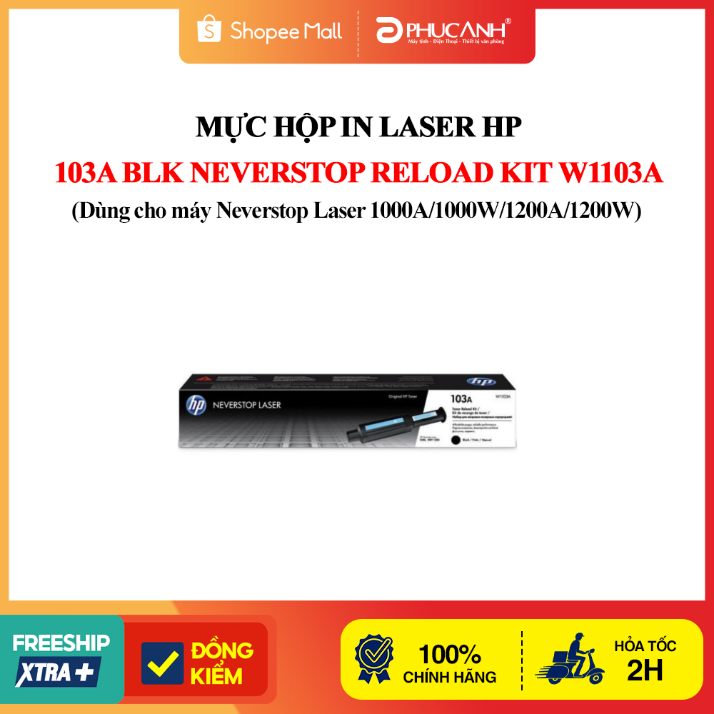 Mực hộp in laser HP 103A Blk Neverstop Reload Kit W1103A (Dùng cho máy ...