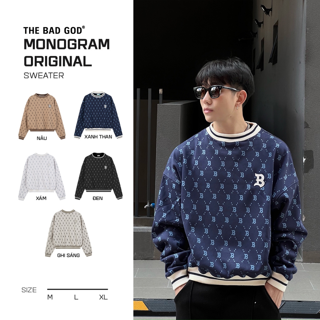 Áo Sweater Nỉ Nhung The Bad God Monogram Original Form Boxy Unisex Thu ...