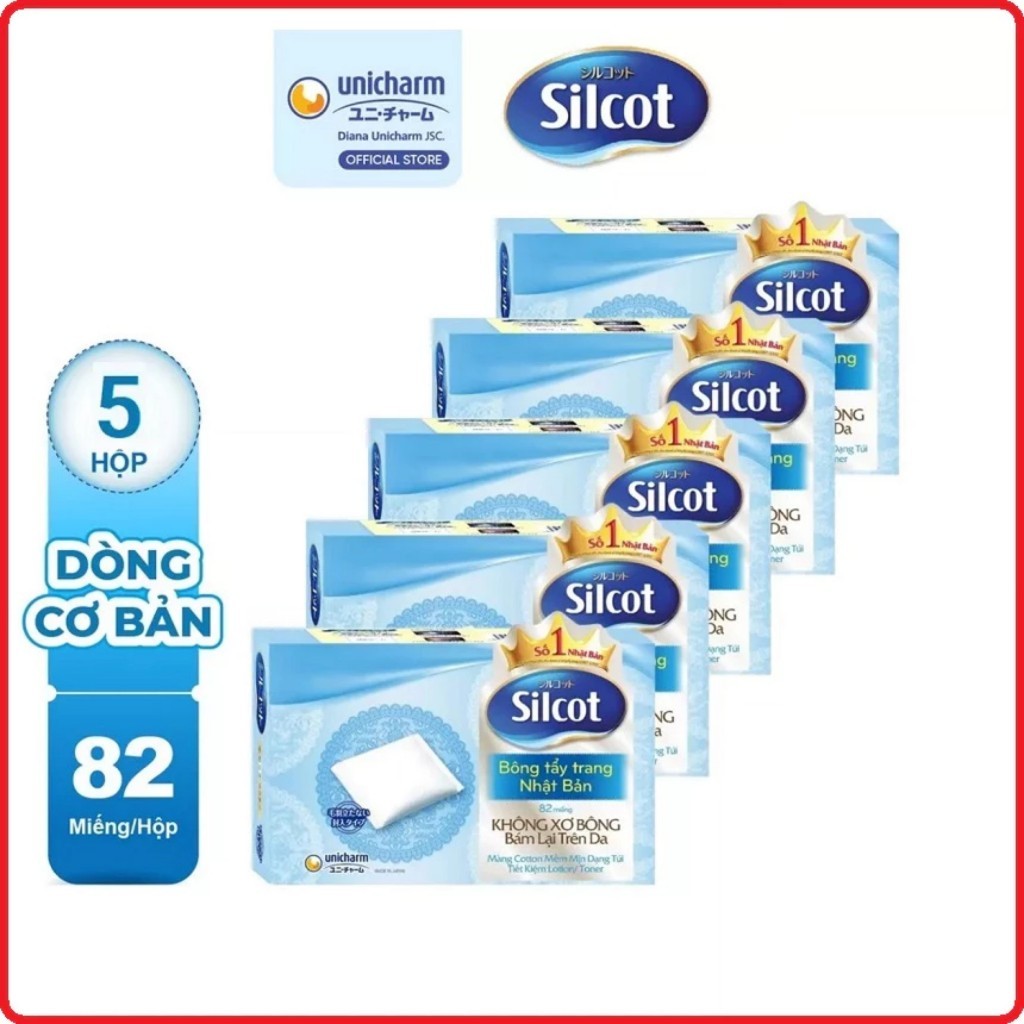 [Mẫu Mới] Bộ 05 Hộp Bông Tẩy Trang (bông trang điểm) Silcot 82miếng/hộp | Shopee Việt Nam