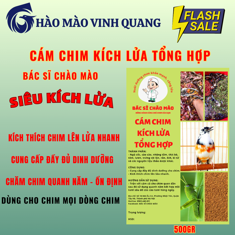 (Gói 500g ) Cám Chim Siêu Kích lửa Tổng Hợp "Bác Sĩ Chào Mào" - dùng ...