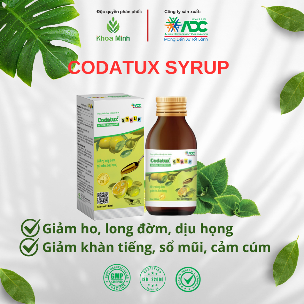 Siro ho Codatux ,hỗ trợ giảm ho, long đờm, giảm đau họng (Chai 100ml ...